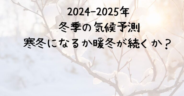 2024 2025年冬季の気候予測：寒冬になるか暖冬が続くか？ みんなの生活色々